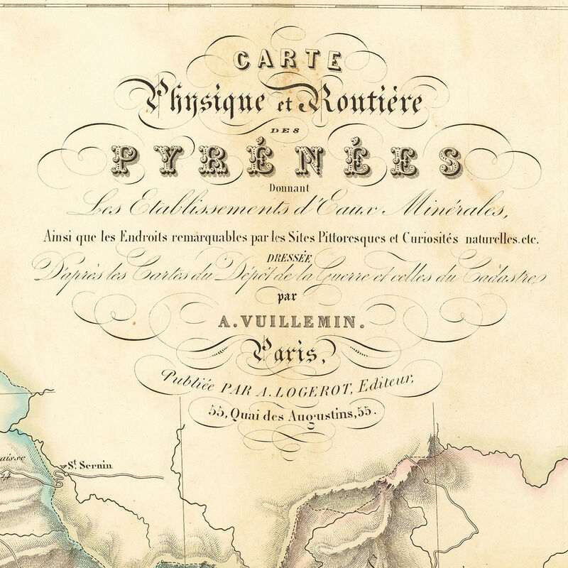 Old Map of Pyrenees 1851 Vintage Map Wall Map Print - VINTAGE MAPS AND ...