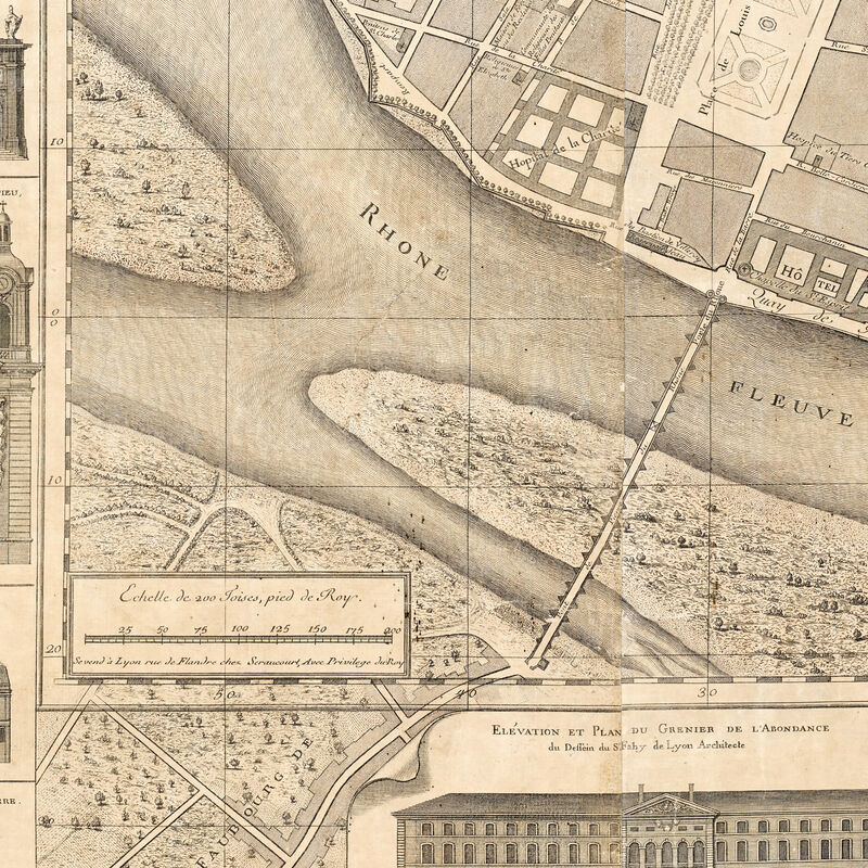 Old Map of Lyon 1740 Lyon Monumental Vintage Map Wall Map Print ...