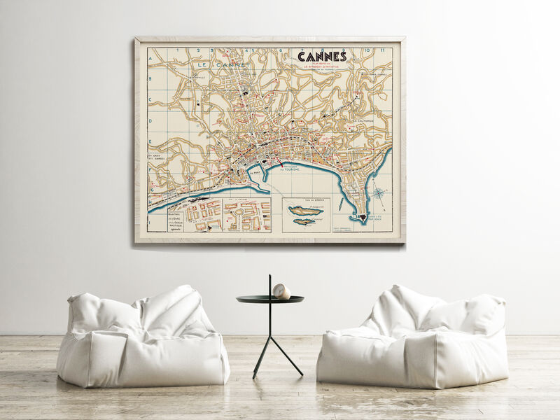 Old Map of Cannes France 1938 Vintage Map - VINTAGE MAPS AND PRINTS