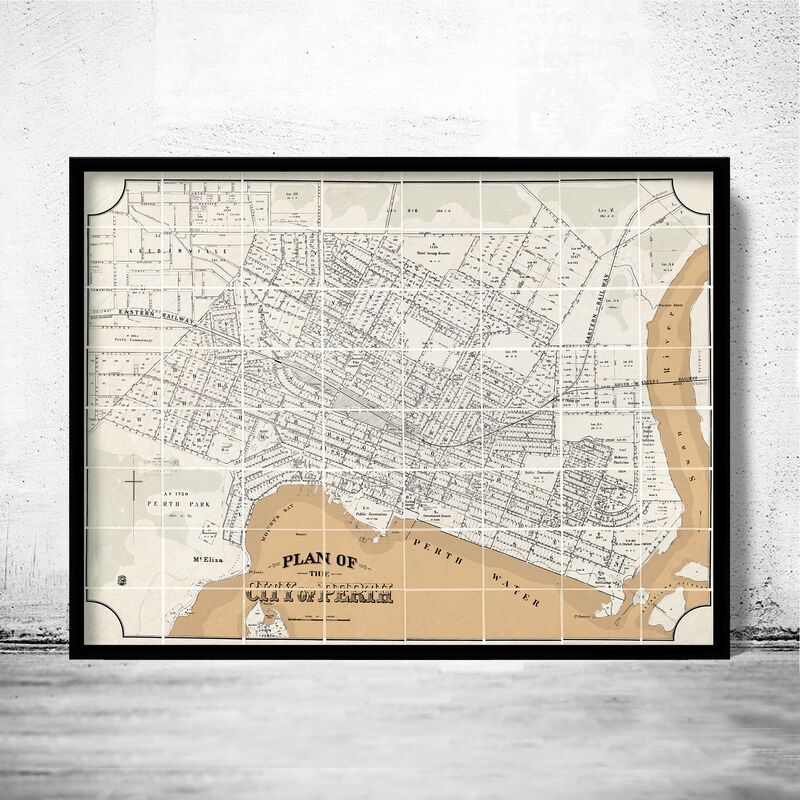 Old map of Perth Australia 1897 Vintage Map Wall Map Print - VINTAGE ...