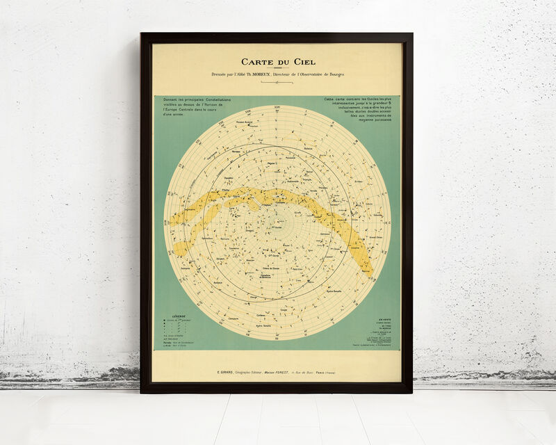Old Celestial Map 1937 Carte Du Ciele Sky Constellation Celestial Chart ...