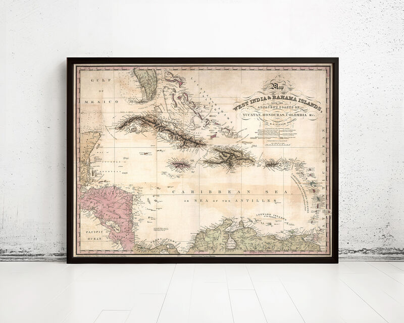 Old Map of Bahamas, Bahama Islands 1831 Vintage Map Wall Map Print ...
