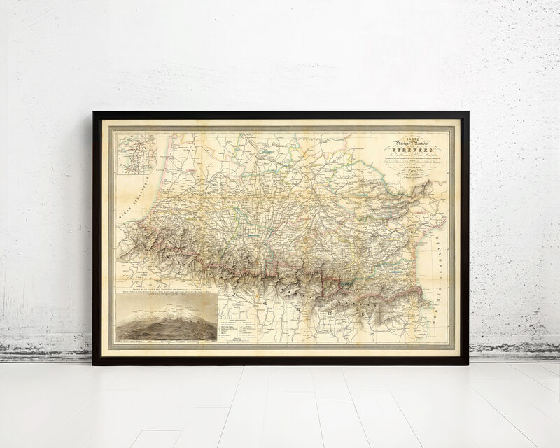 Old Map of Pyrenees 1851 Vintage Map Wall Map Print - VINTAGE MAPS AND ...
