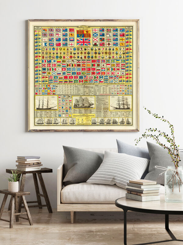 Flags of All Nations 1900 Vintage Poster Coats of Arms Maritime Signals ...