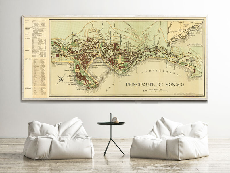 Old Map of Monaco Principality 1943 Principaute de Monaco Vintage Map ...