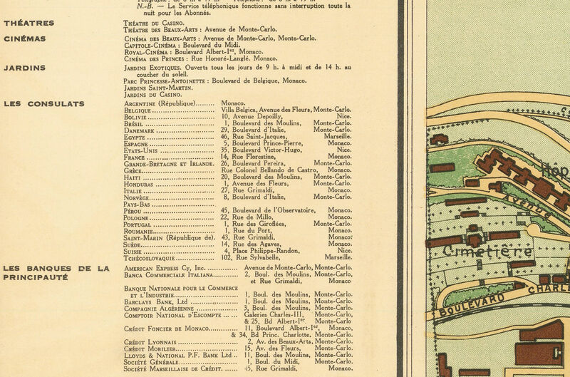 Old Map of Monaco Principality 1943 Principaute de Monaco Vintage Map ...