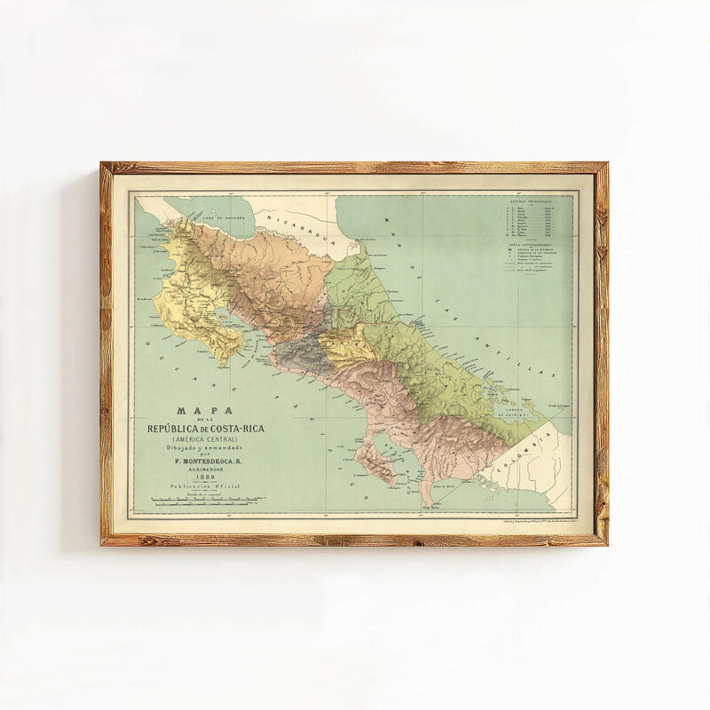 Old Map of Costa Rica 1889 Vintage Map Wall Map Print - VINTAGE MAPS ...