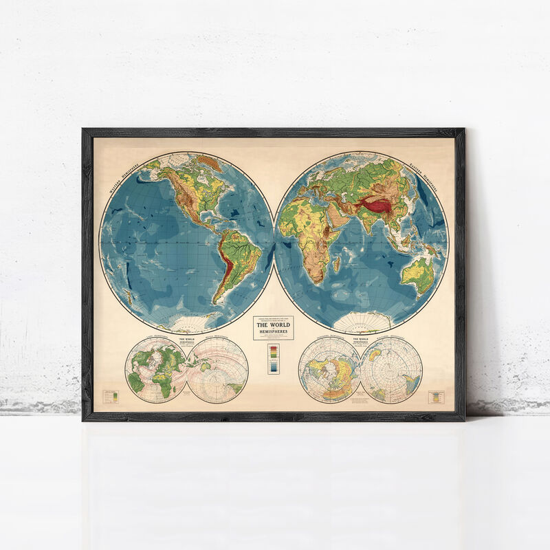 Vintage World Map 1917 Mercator projection Vintage Map Wall Map Print ...