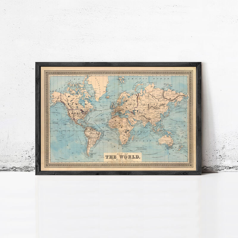 Vintage World Map 1876 Mercator projection Vintage Map Wall Map Print ...