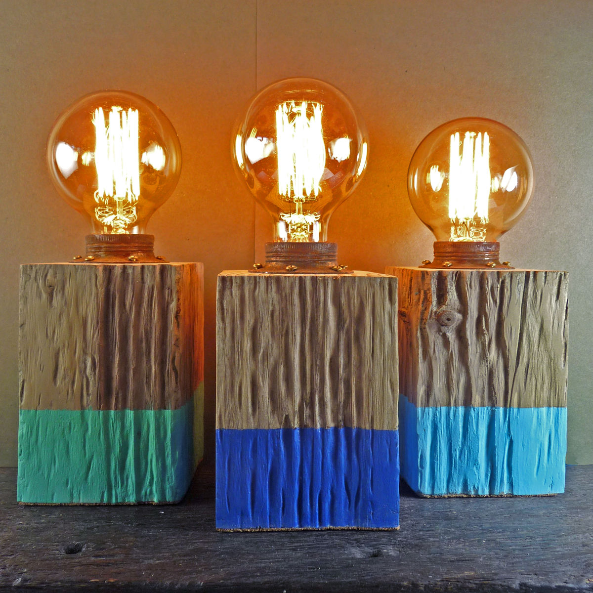 Small Driftwood Block Lamp - Nautilus Design