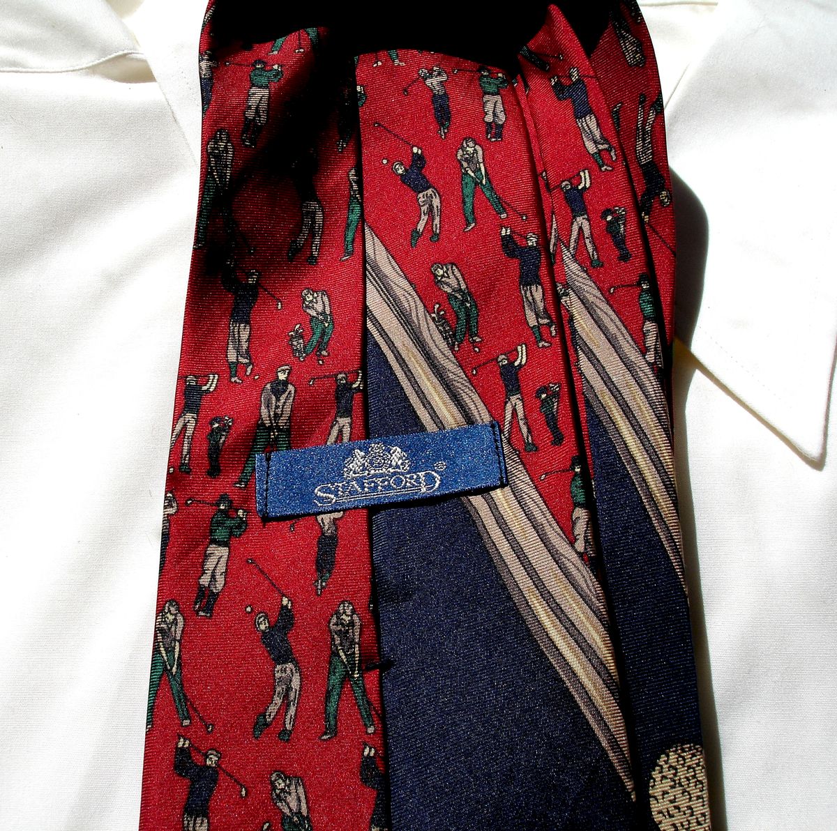 Men's Vintage Golf Tie By Stafford In Red Blue Tan And Green - Two ...