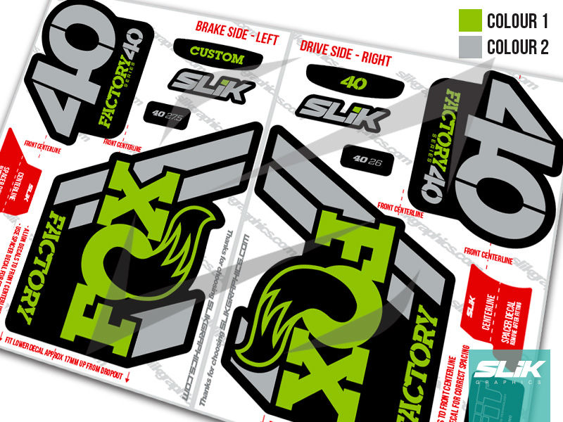 Fox 40 2018 Factory Style Decal Kit - Black Forks - Slik Graphics