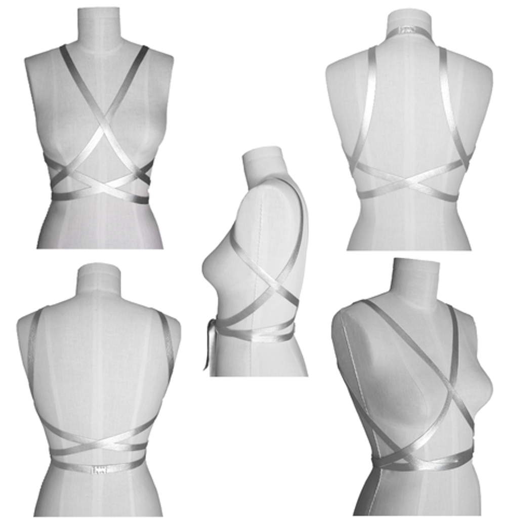 Body harness wrapping strap, silver - Mano Bello