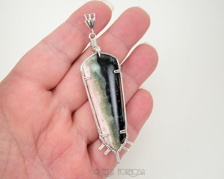 Pink Thulite Pendant Green Zoisite Black and Pink Natural Stone ...