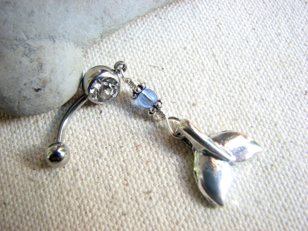 Nautical Belly Button Rings, Whale Tail Belly Ring - Bits off the Beach