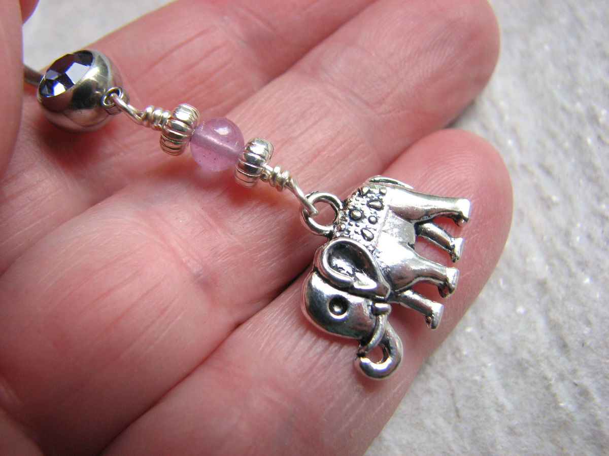 Elephant Belly Button Ring with Amethyst - Bits off the Beach