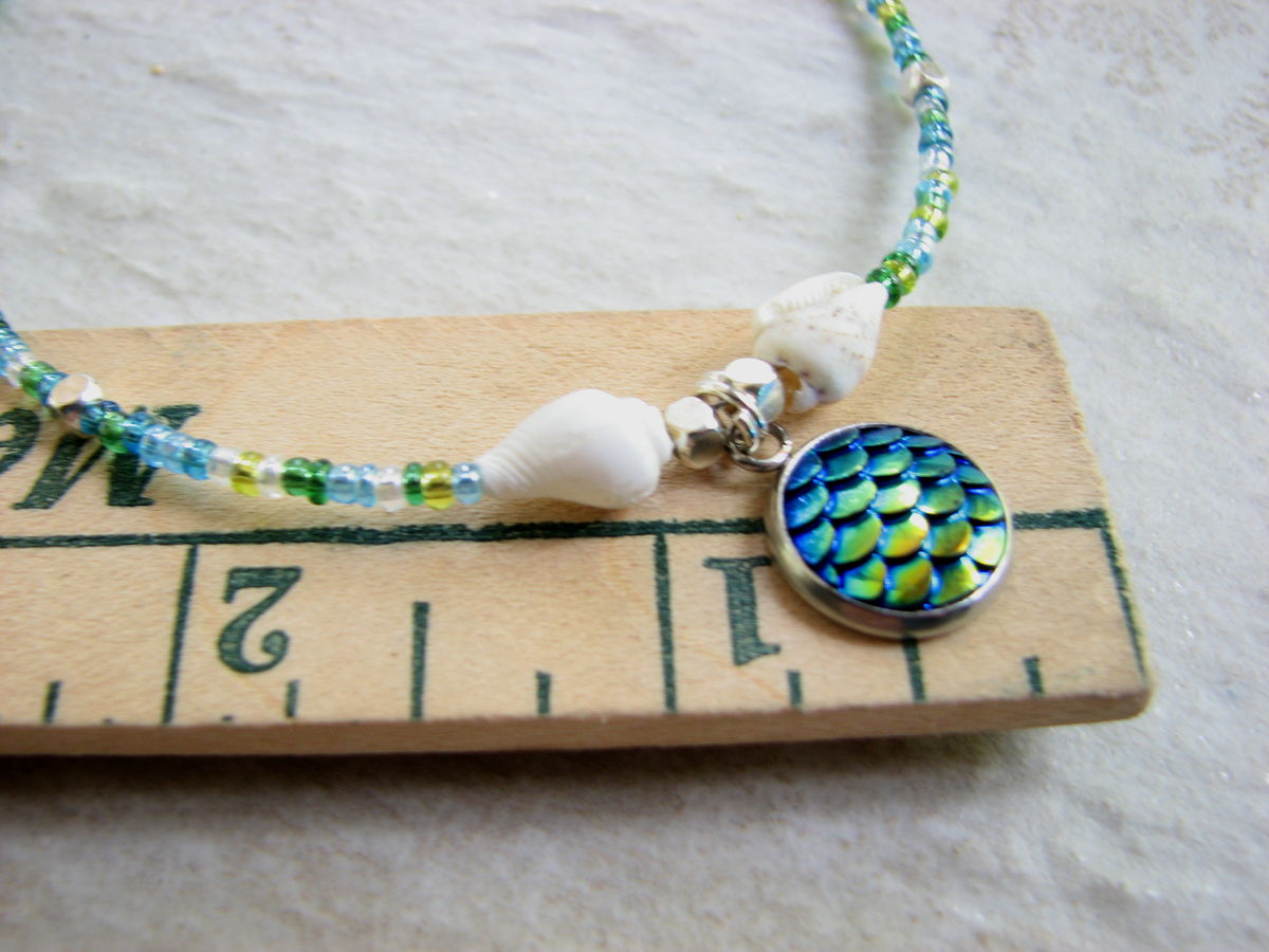 Beaded Mermaid Ankle Bracelet with Shells - Bits off the Beach