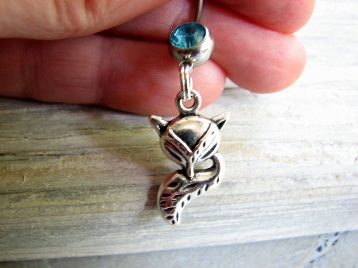 Silver Fox Belly Button Ring Piercing - Bits off the Beach