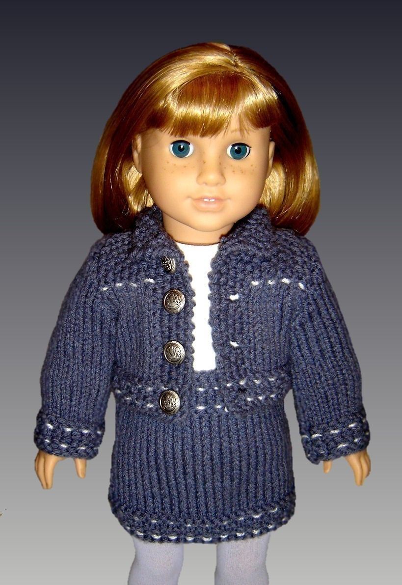 pdf 18 in. doll knitting pattern. Fits American Girl Doll. Jean jacket ...