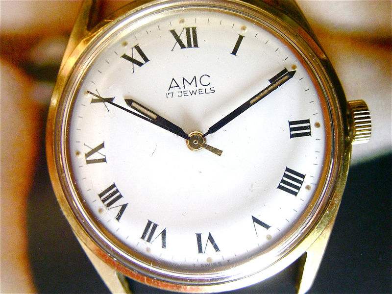 Non - Working Vintage 70s AMC Mens Wrist Watch Rare Gold Plated ...