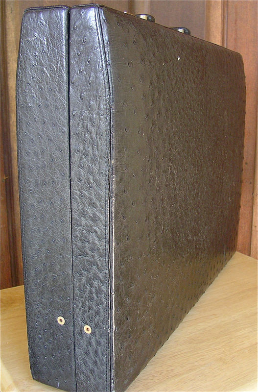 Vintage Ostrich Leather Briefcase Quill Attache Case Black Ostrich ...