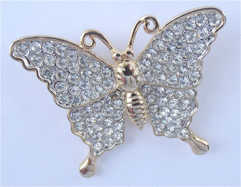 Vintage Butterfly Brooch Butterfly Rhinestone Brooch Butterfly Bling ...