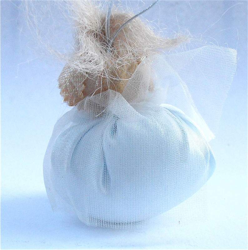 Vintage Stuffed Powder Blue Angel Sachet Kawaii Figurine Satin Tulle ...
