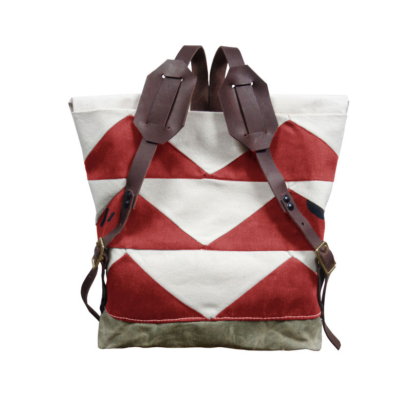 Convertible Tote, Backpack w/ Leather Straps - Bunting Triangle Red ...
