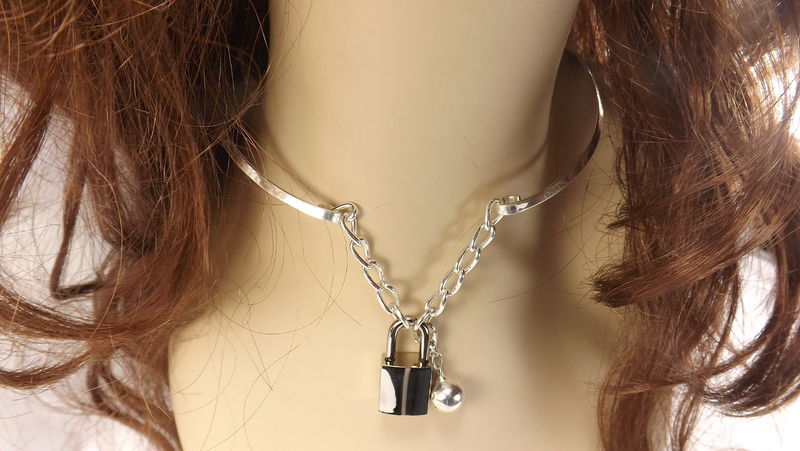 Locking Day Collar Bdsm Metal Band collar lock and key wire collar ...