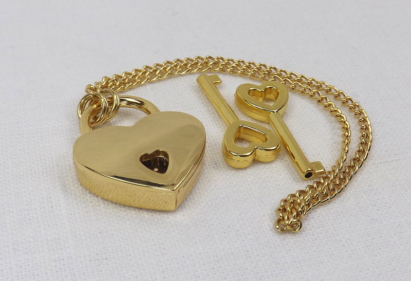 Heart Lock and keys gold tone - Pinch the Muse