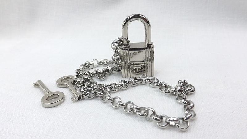 Stainless Steel Chain with Chrome Lock and Two keys. - Pinch the Muse