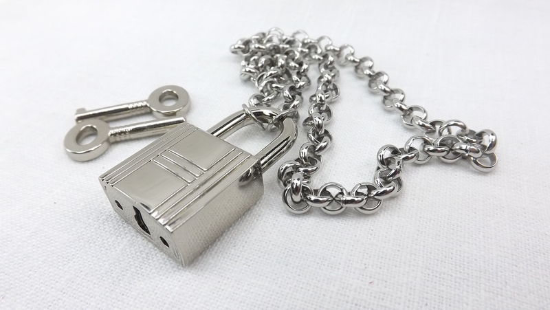 Stainless Steel Chain with Chrome Lock and Two keys. - Pinch the Muse