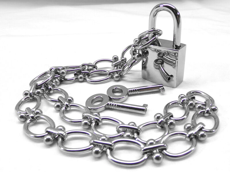 Barbell link stainless steel chain with working lock and two keys ...