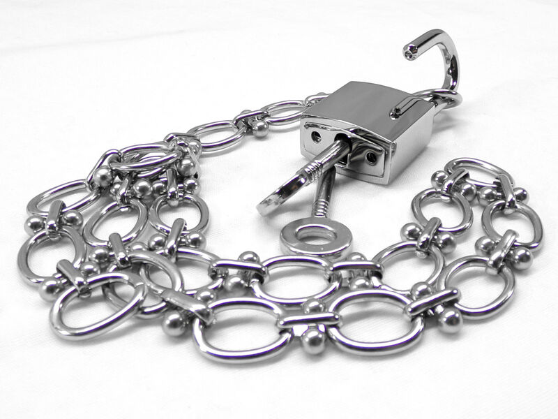 Barbell link stainless steel chain with working lock and two keys ...