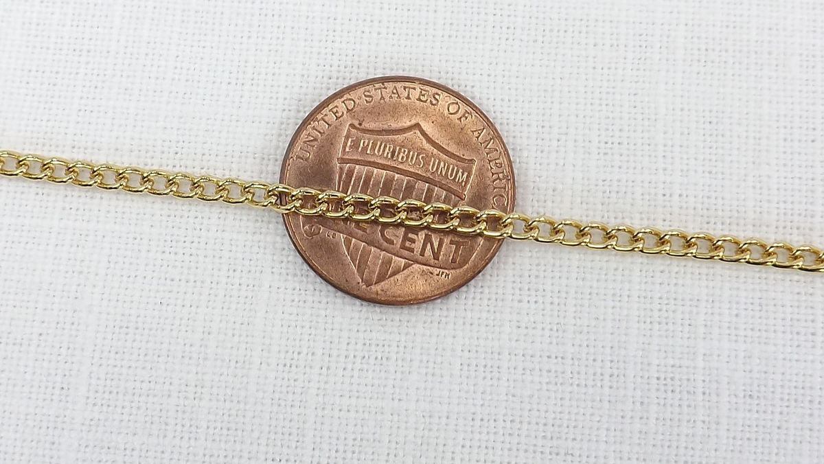 2mm curb chain gold steel unfinished bulk chain - Fleamarket Muse