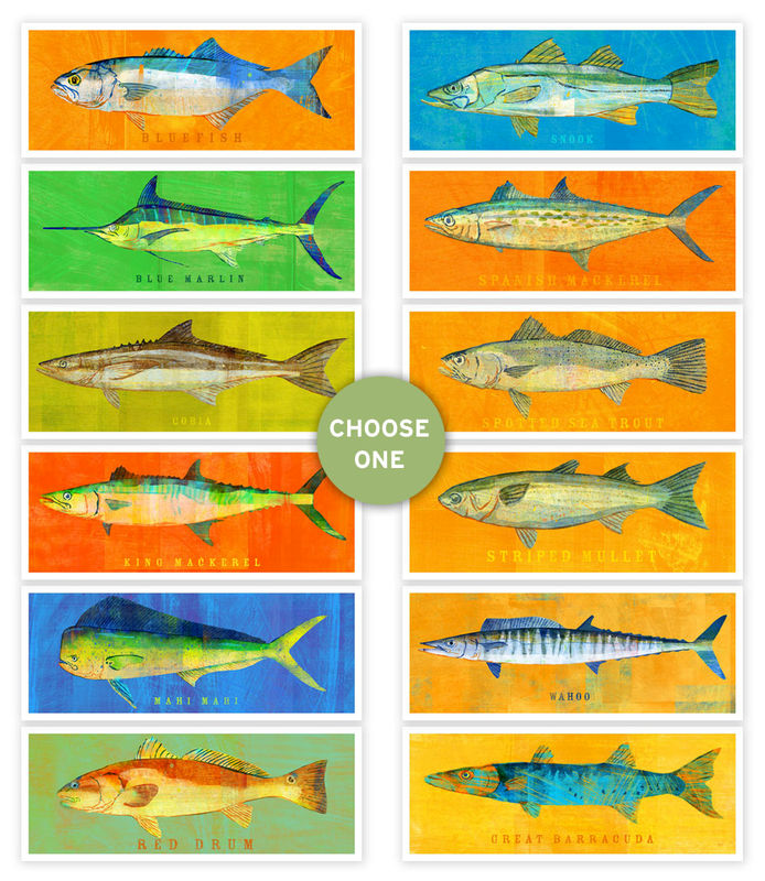 Saltwater Fish Art - Six Fish Art Print - Pick the Six - Fish Decor ...