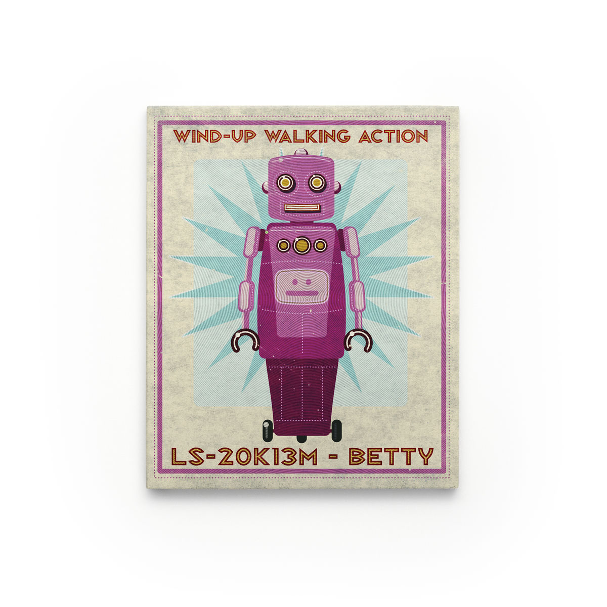 Retro Robot Art- Series Art Block- 8" x 10" Robot Art for Kids Room ...