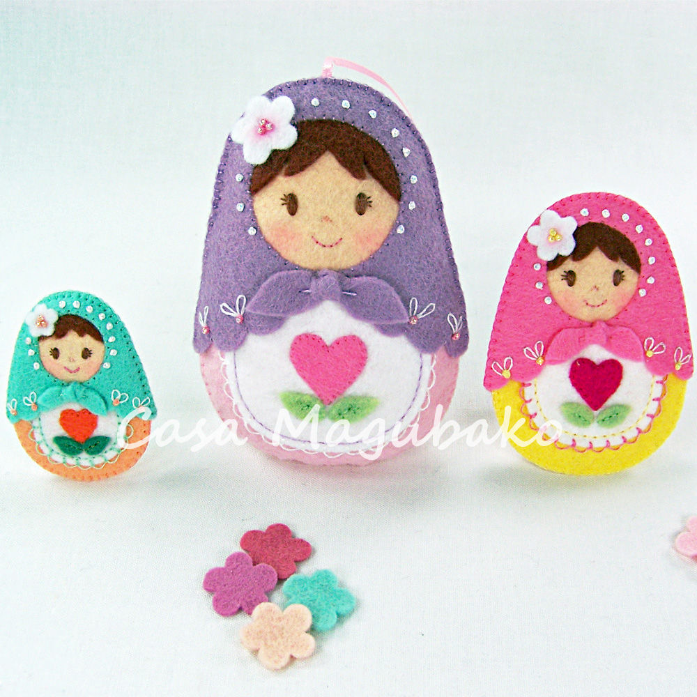 Matryoshka Doll Felt Pattern - PDF File - DIY Ornament or Embellishment ...
