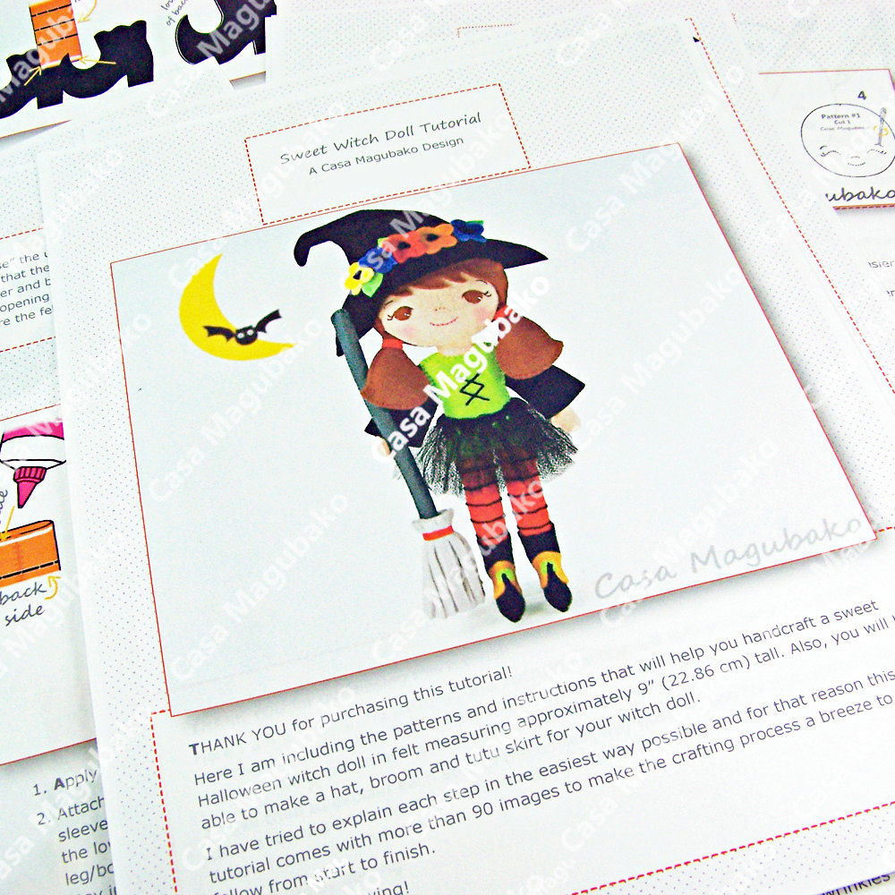 Felt Witch Doll Sewing Digital Pattern - PDF File Tutorial - DIY ...
