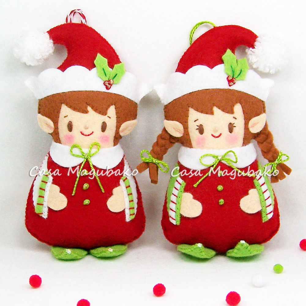 Felt Elf Ornaments - Sewing Pattern - Elf Boy & Elf Girl - PDF File ...