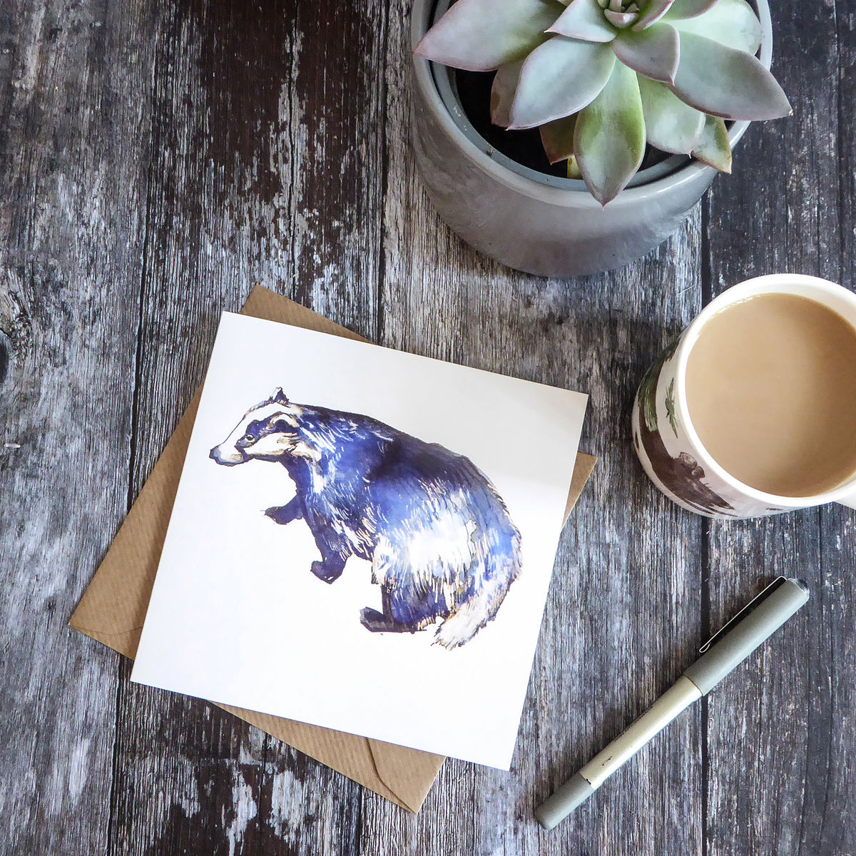 Badger Greetings Card - shark alley