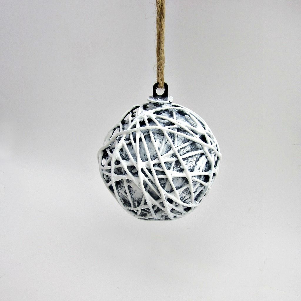 Handmade Rustic White and Gray Paper Mache Christmas Art Ornament ...