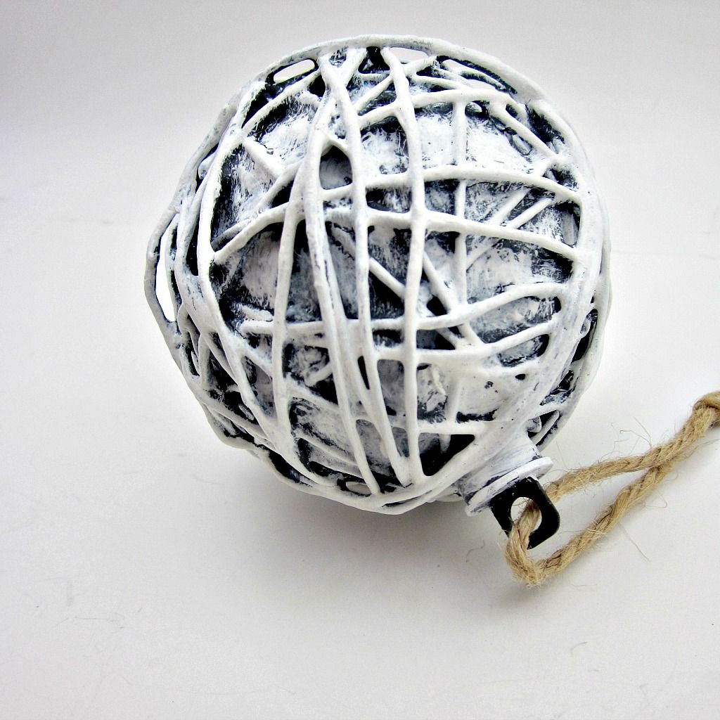 Handmade Rustic White and Gray Paper Mache Christmas Art Ornament ...