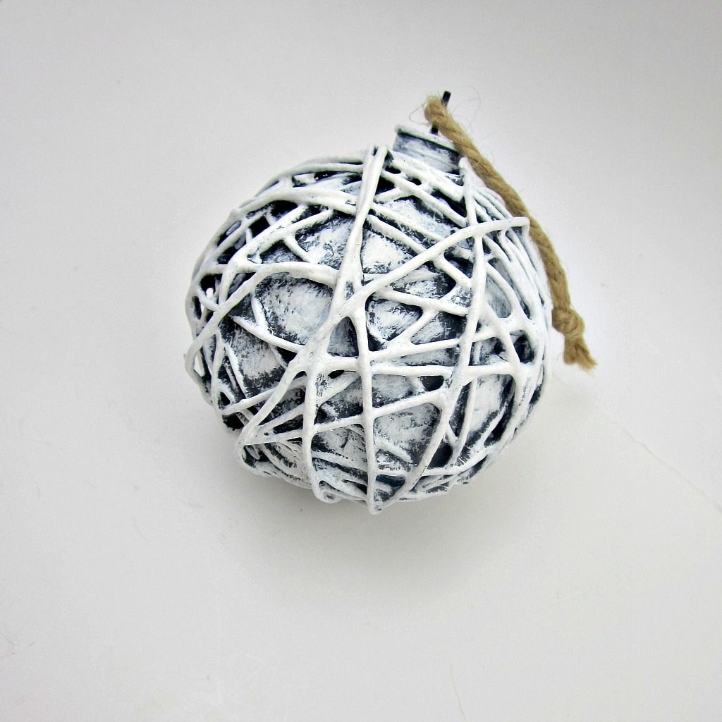 Handmade Rustic White and Gray Paper Mache Christmas Art Ornament ...