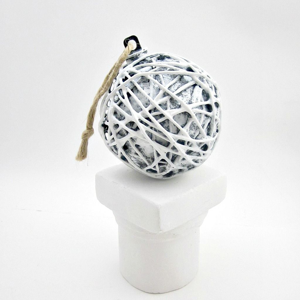 Handmade Rustic White and Gray Paper Mache Christmas Art Ornament ...