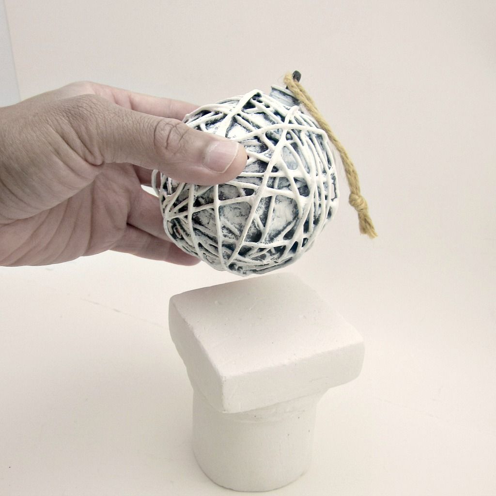 Handmade Rustic White and Gray Paper Mache Christmas Art Ornament ...