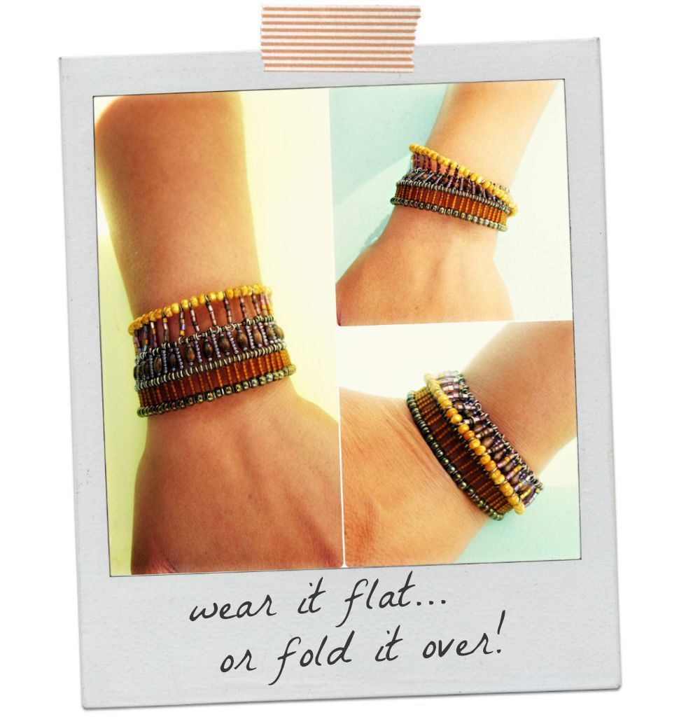 Adjustable Convertible Beaded Cage Cuff Bracelet: Nile - Created by Renée