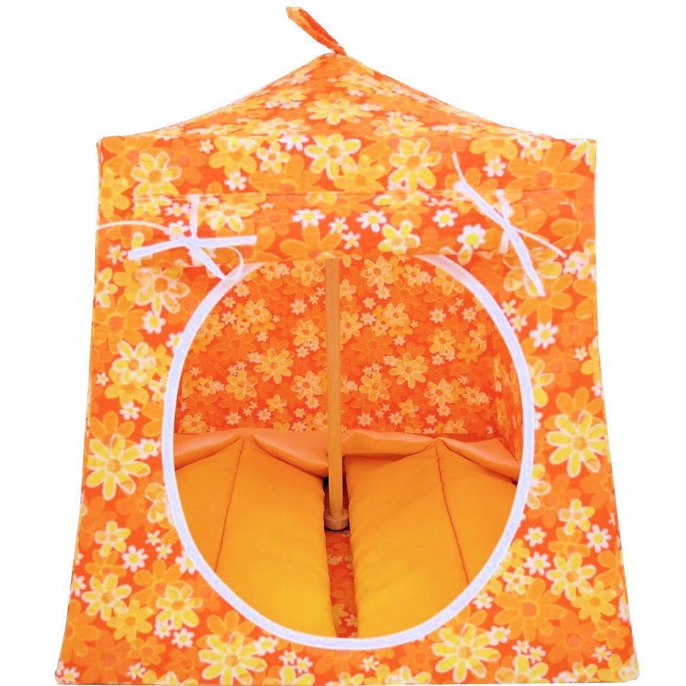 Orange Toy Play Pop Up Tent, 2 Sleeping Bags, Floral Print Fabric for ...