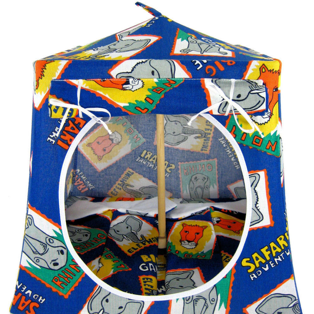 Blue Toy Play Pop Up Tent, 2 Sleeping Bags, Safari Jungle Animal Print ...