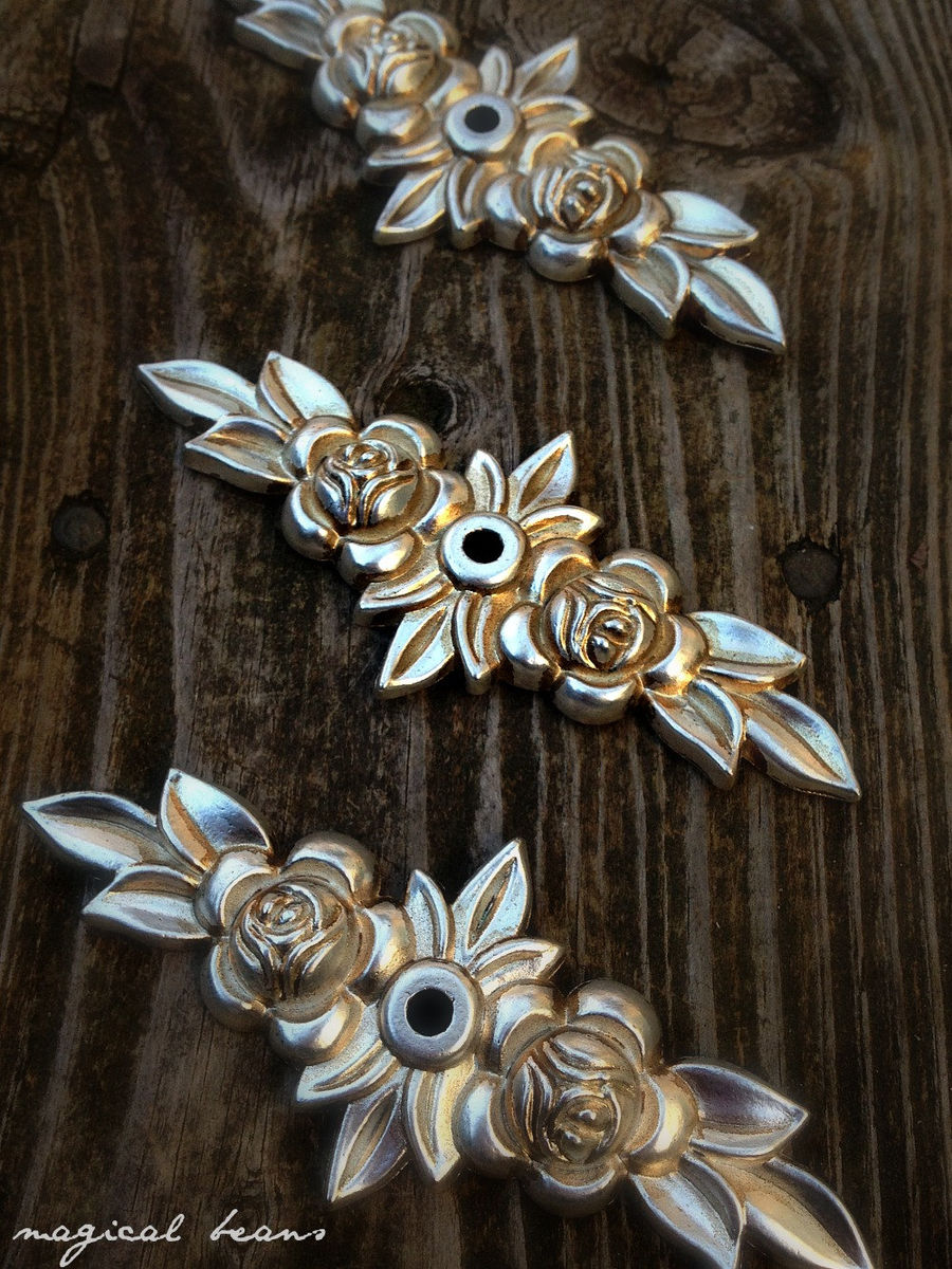 Decorative Antiqued Silver Floral Rose Back-Plate for Knobs - Magical ...